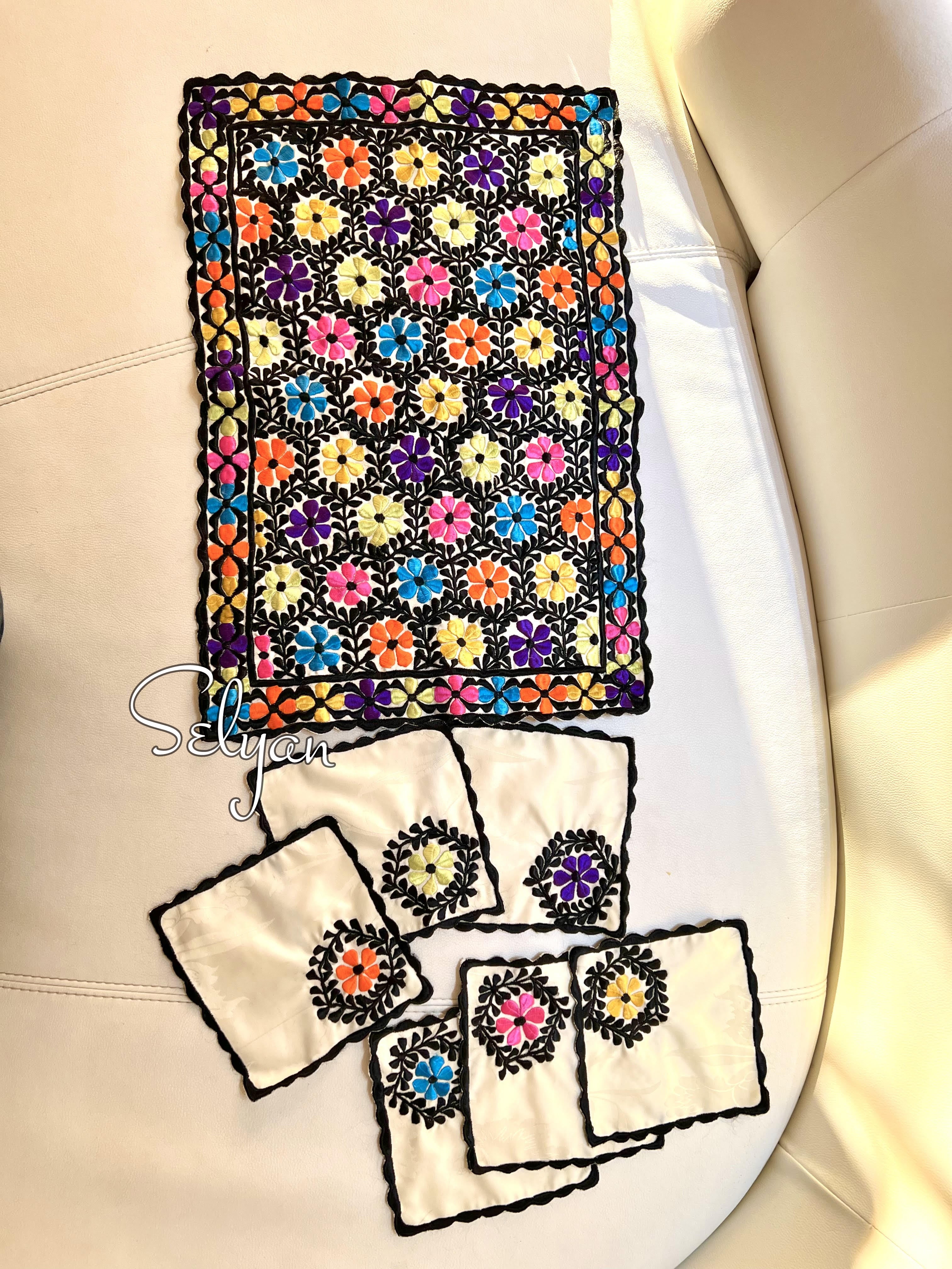 Fond de plateau -Terz rbati- avec 6 serviettes – SELYAN